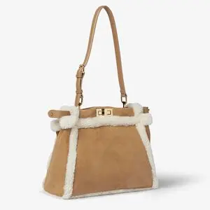 Fendi My Peekaboo® Medium Camel-colored Shearling Bag